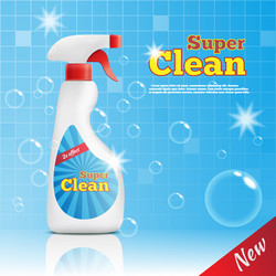 Bathroom cleaners ad poster spray bottle mockup Vector Image