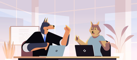 Business dogs working in office animals formal Vector Image