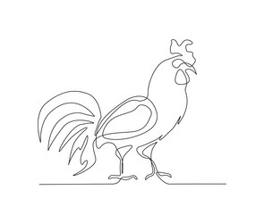 Continuous one line drawing of hen chicken Vector Image
