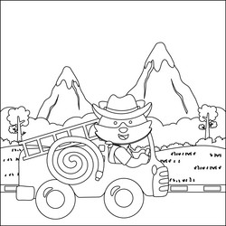 Fire rescue team with funny firefighter cartoon Vector Image