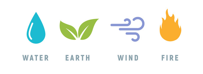 Fire water earth and wind emblems Royalty Free Vector Image