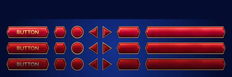 Game ui kit golden user interface for Royalty Free Vector