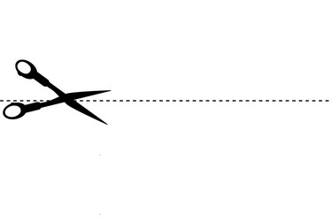 Simple set scissor sign cut here isolated on white