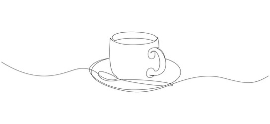 Teacup continuous line one line tea coffee cup Vector Image