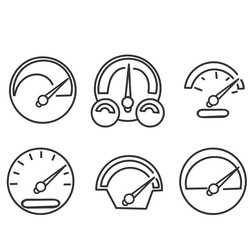 Hand drawn doodle set of speedometer related Vector Image