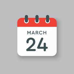 Icon day date 24 march template calendar page Vector Image