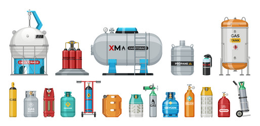 Set of gas cylinder safety fuel tank Royalty Free Vector