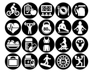 Simple fitness icons set basic elements universal Vector Image