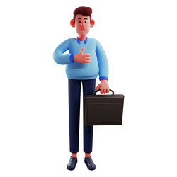 Workman cartoon character with pointing Royalty Free Vector