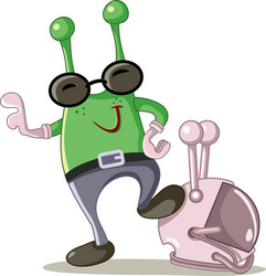 Cartoon alien pointing Royalty Free Vector Image