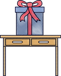 Desk table with drawers front view and desktop Vector Image