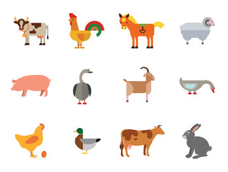 Farm animal icon set Royalty Free Vector Image