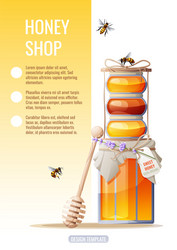 Flyer design advertising banner with bee Vector Image