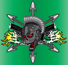 Cyber punk skull glock pistol Royalty Free Vector Image