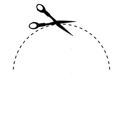 Simple set scissor sign cut here isolated on white