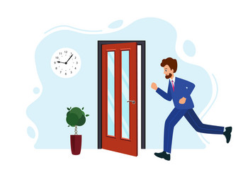 Businessman is late for work or meeting human Vector Image