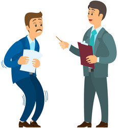 Angry boss shouting to scared employee director Vector Image