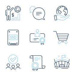 Certificate ssd and text message icons set arena Vector Image