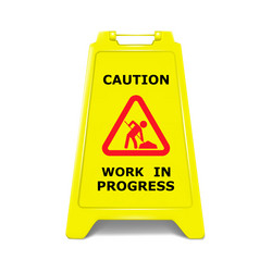 Cleaning in progress standing caution sign board Vector Image