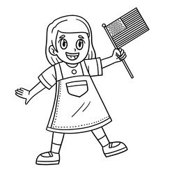 4th of july child waving usa flag coloring page Vector Image