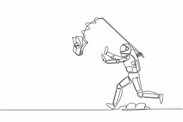 Single continuous line drawing of astronaut Vector Image