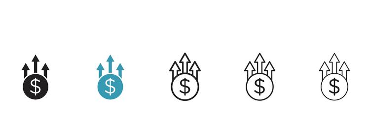 High revenue icon set margin growth pension Vector Image