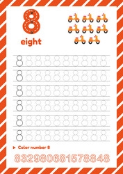 Writing practice number eight Royalty Free Vector Image