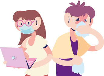 Doctor with mask treating sick Royalty Free Vector Image