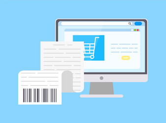 Qr code over box and receipt paper design Vector Image