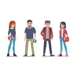 College students in university clothing Royalty Free Vector
