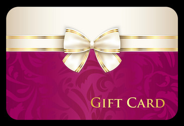 Scarlet gift card with cream diagonal ribbon Vector Image