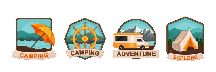 Camping and outdoor exploration badge set Vector Image