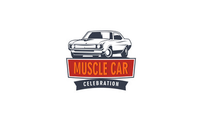 Muscle car community logo design Royalty Free Vector Image