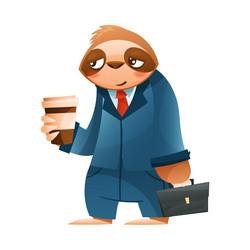 Funny sloth mammal as firefighter wearing Vector Image