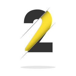 2 number logo design with a creative cut Vector Image