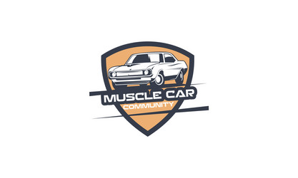 Muscle car community logo design Royalty Free Vector Image