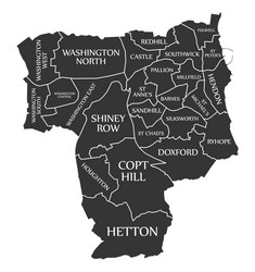 Sunderland city map with wards grey silhouette Vector Image
