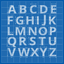 Blueprint lettering construction engineer font Vector Image