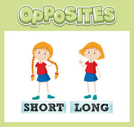 Opposite words for short and long Royalty Free Vector Image
