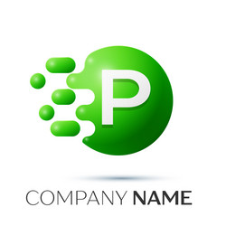 P letter splash purple dots and circle bubble Vector Image