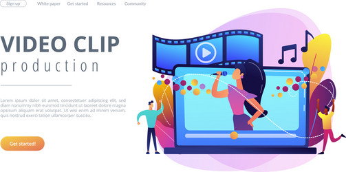 Music video concept landing page Royalty Free Vector Image