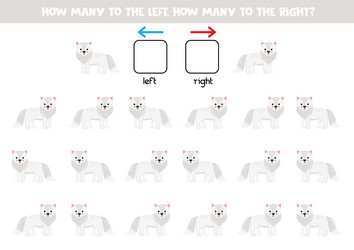 Left or right with cute cartoon snowy owl logical Vector Image