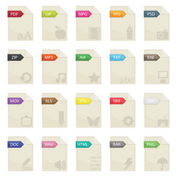 Square file labels icon set Royalty Free Vector Image