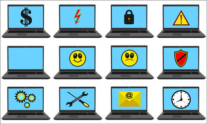 Monitor icon with blue screen Royalty Free Vector Image