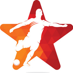Soccer player star shape concept logo Royalty Free Vector