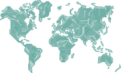 World map circuit board design Royalty Free Vector Image