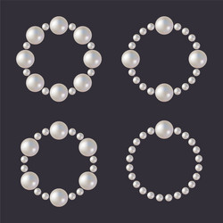 Pearl beads set glamour borders on dark Royalty Free Vector