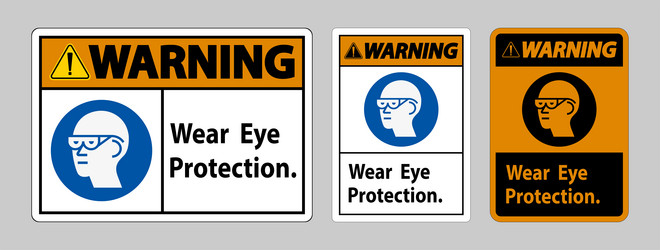 Danger sign wear eye protection on white Vector Image