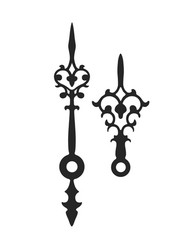 Old clock hands isolated on white background Vector Image