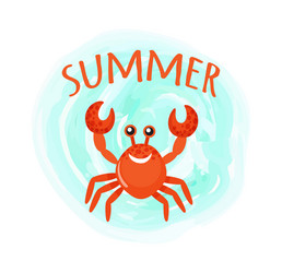 Cute crab isolated element sea animals character Vector Image